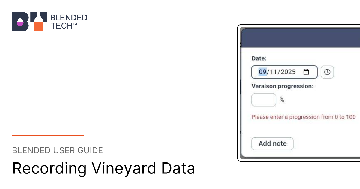 Recording Vineyard Data | Blended User Guide