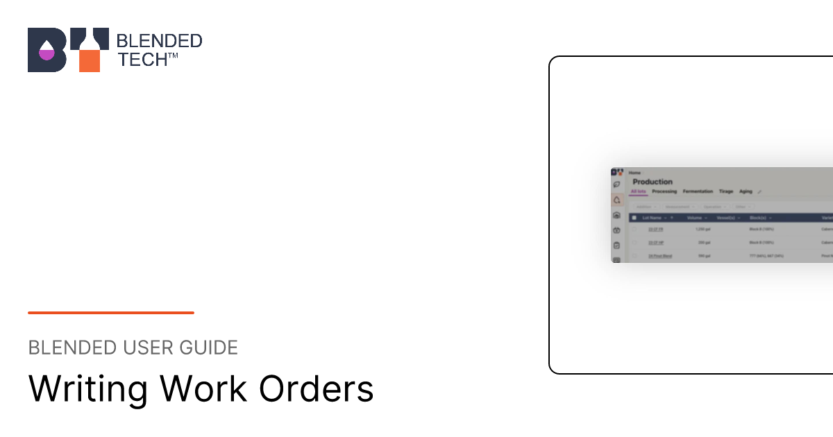 Writing Work Orders | Blended User Guide